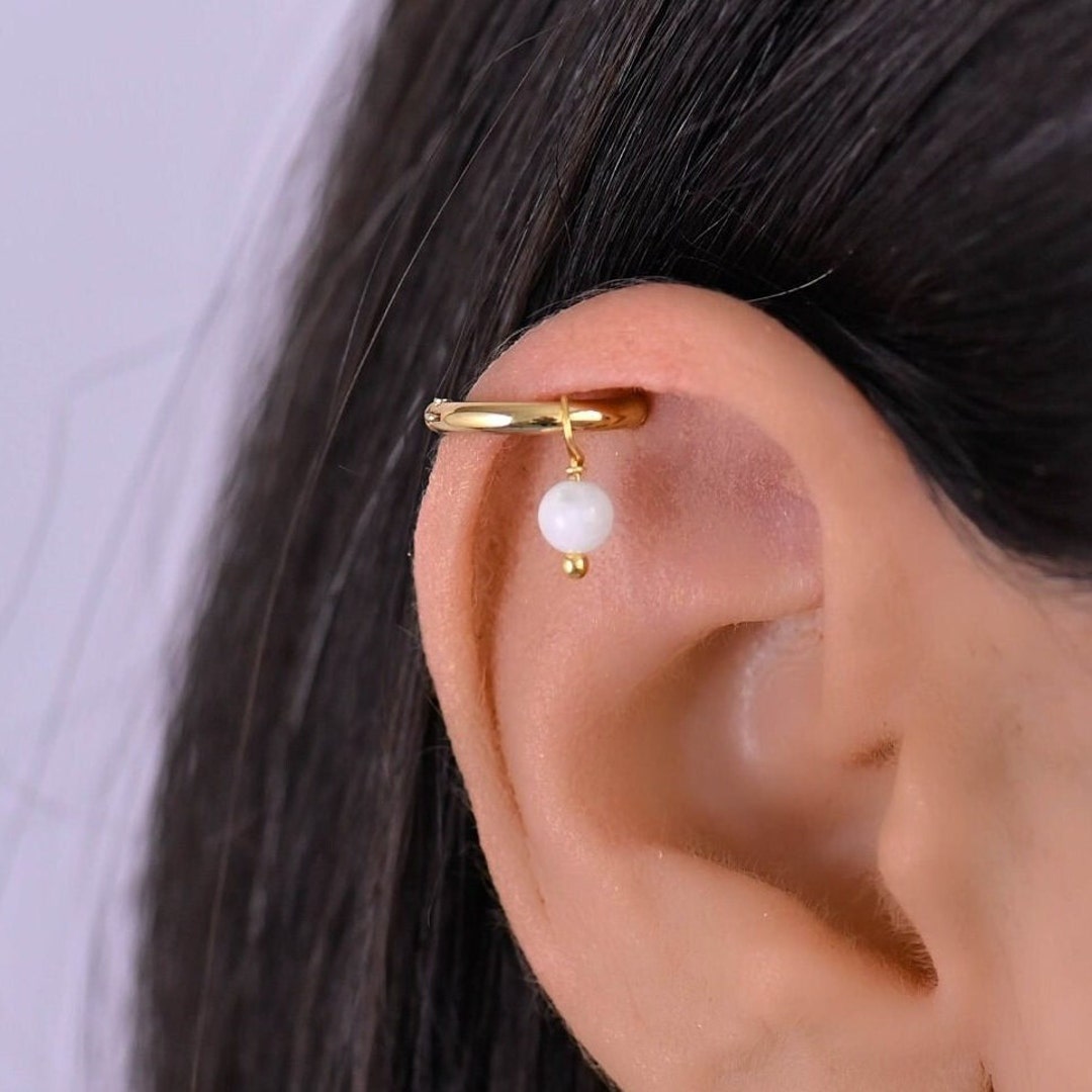 Moonstone Helix Hoop, Helix Earring, Gold Helix Piercing Hoop, Helix ...