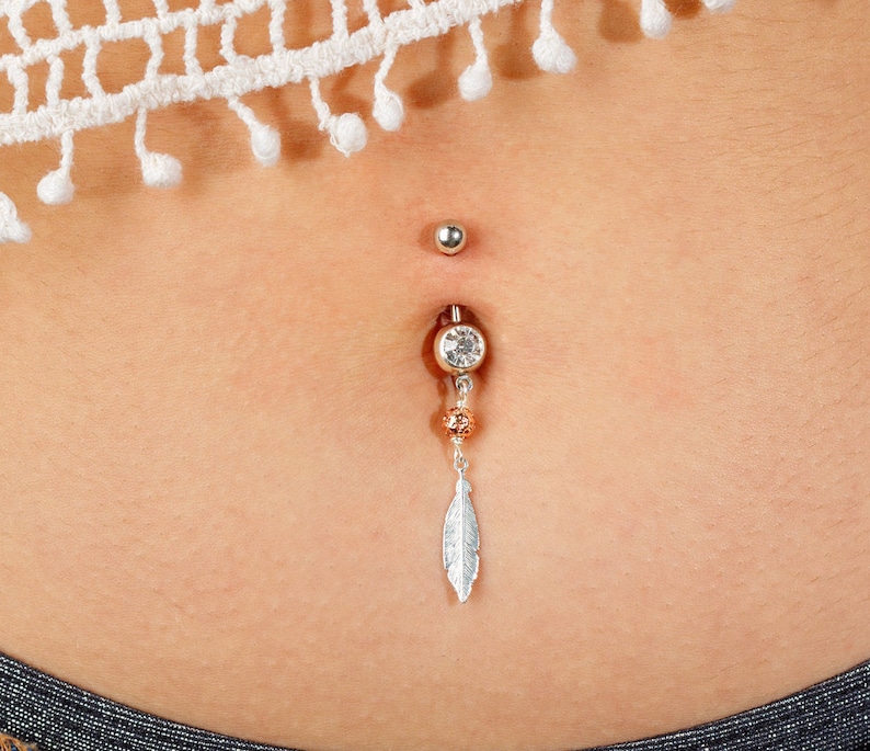 Belly Piercing Feather, Belly Button Rings, Navel Jewelry, Belly Ring ...