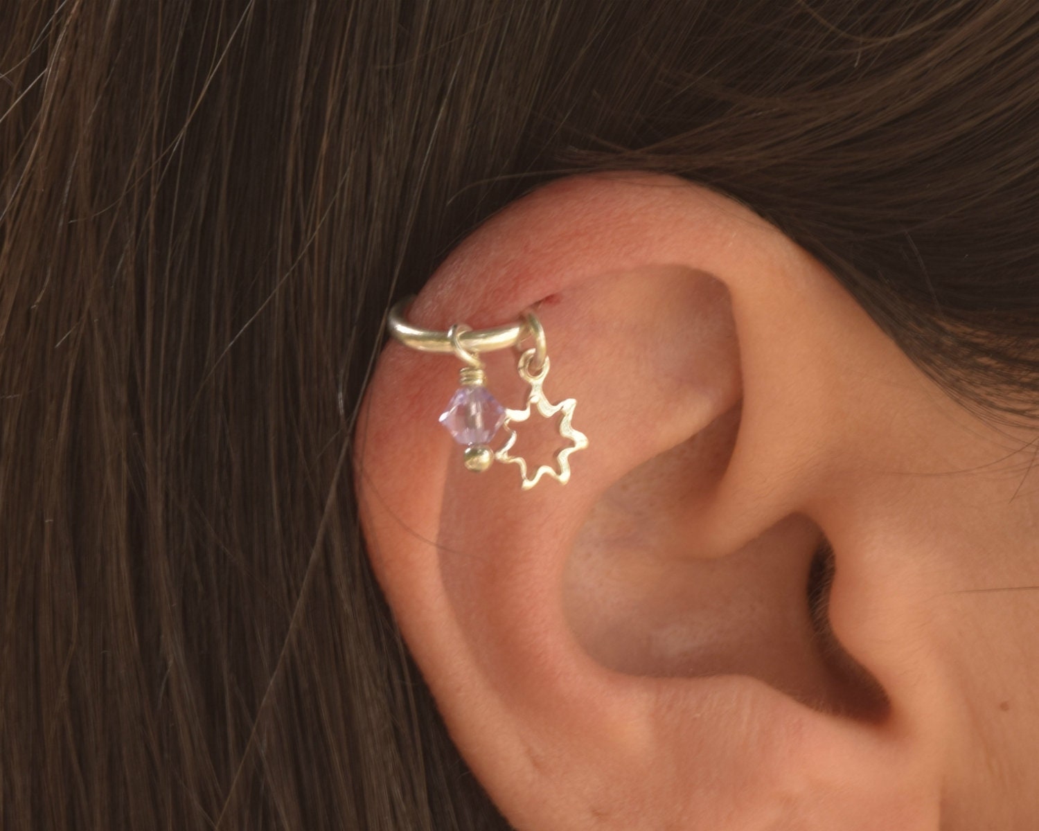 Helix Piercing Hoop Helix Earring Hoop Star Helix Hoop - Etsy