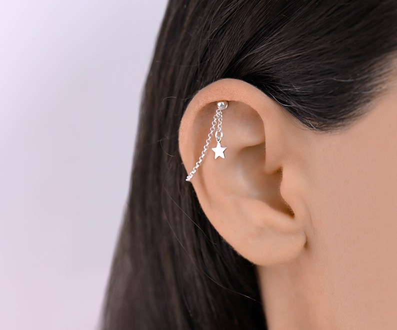 Hidden Helix Dangle Star Chain Helix Piercing Chain Helix - Etsy
