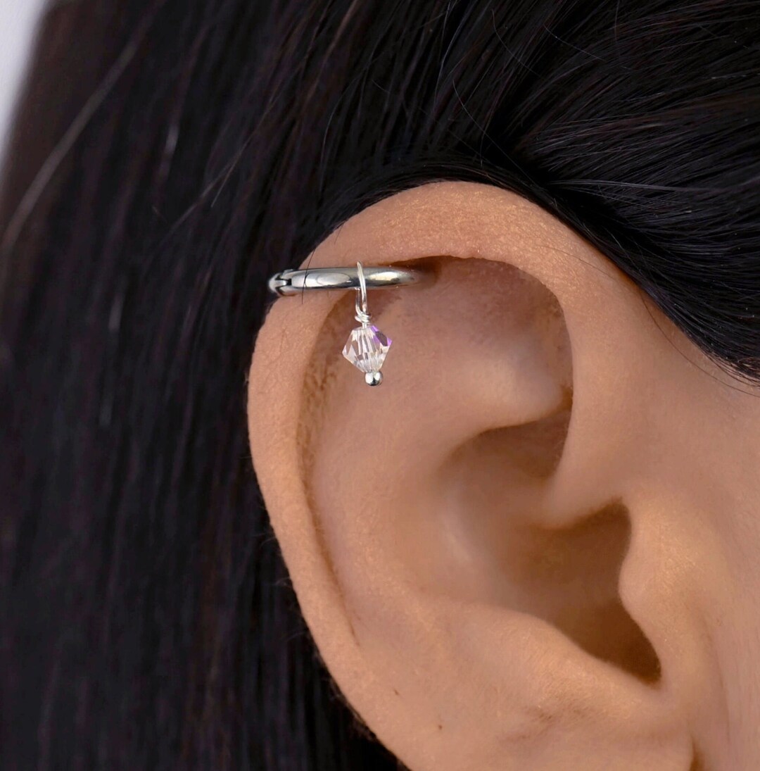 Helix Huggie Earring Hoop, Helix Piercing, Cartilage Hoop Earring, Tiny ...