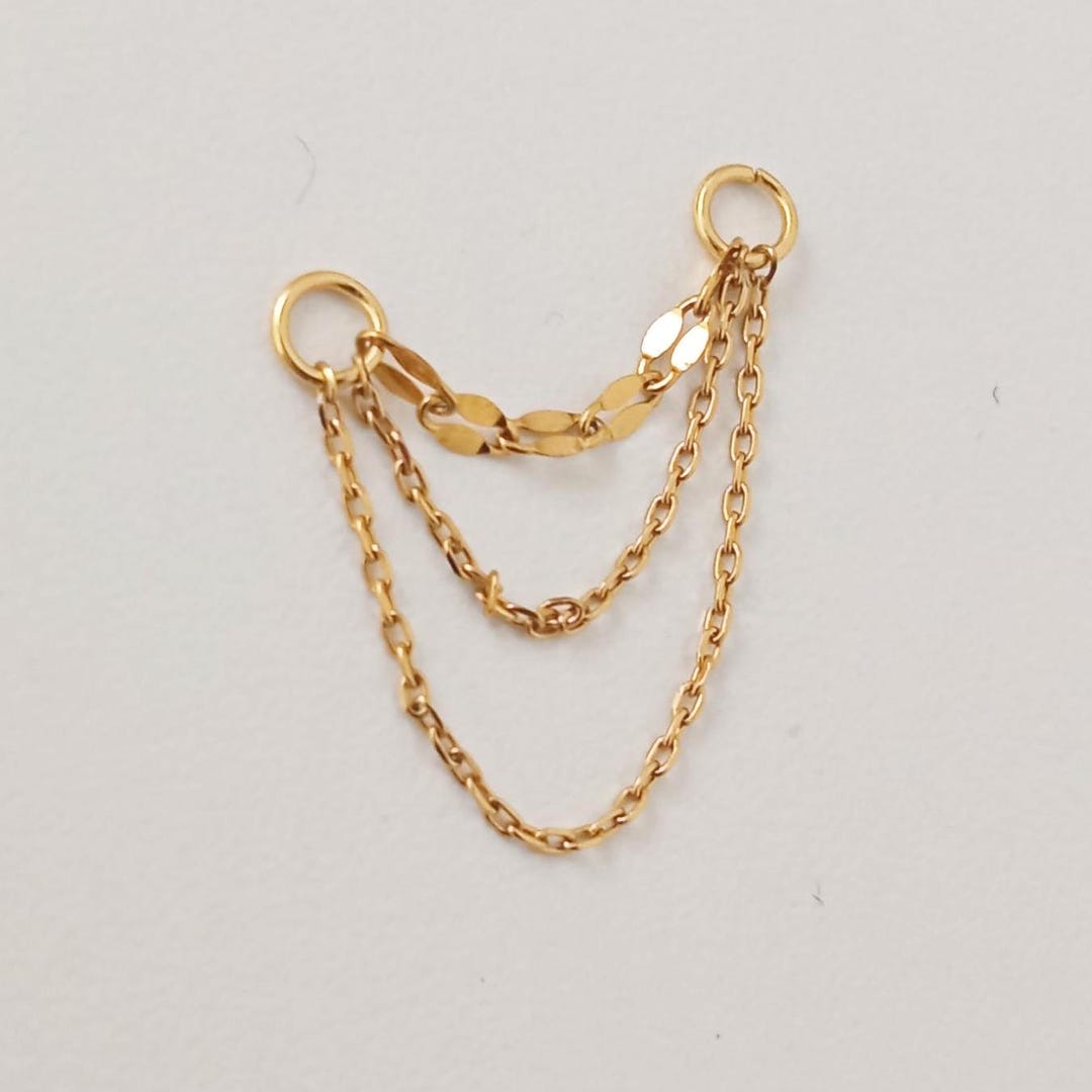 Dangle Triple Conch Piercing Chain Gold, Conch Earring Chain ...