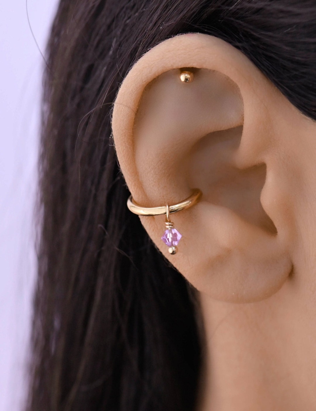 Conch Crystal Hoop Piercing, Conch Piercing, Cartilage Hoop Earring ...
