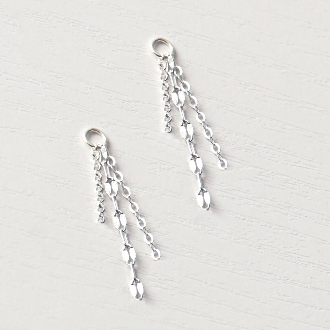 Dangle Silver Ear Chain Charm, Silver Earring Chain Charm, Earring ...