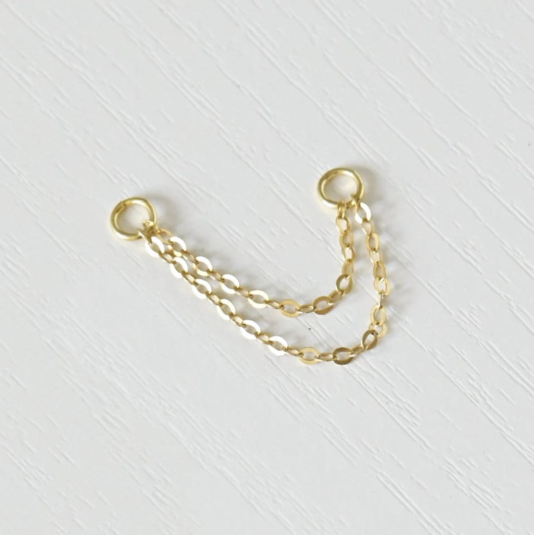 Double Gold Chain Piercing Charm Attatchment, Earring Chain Charm ...