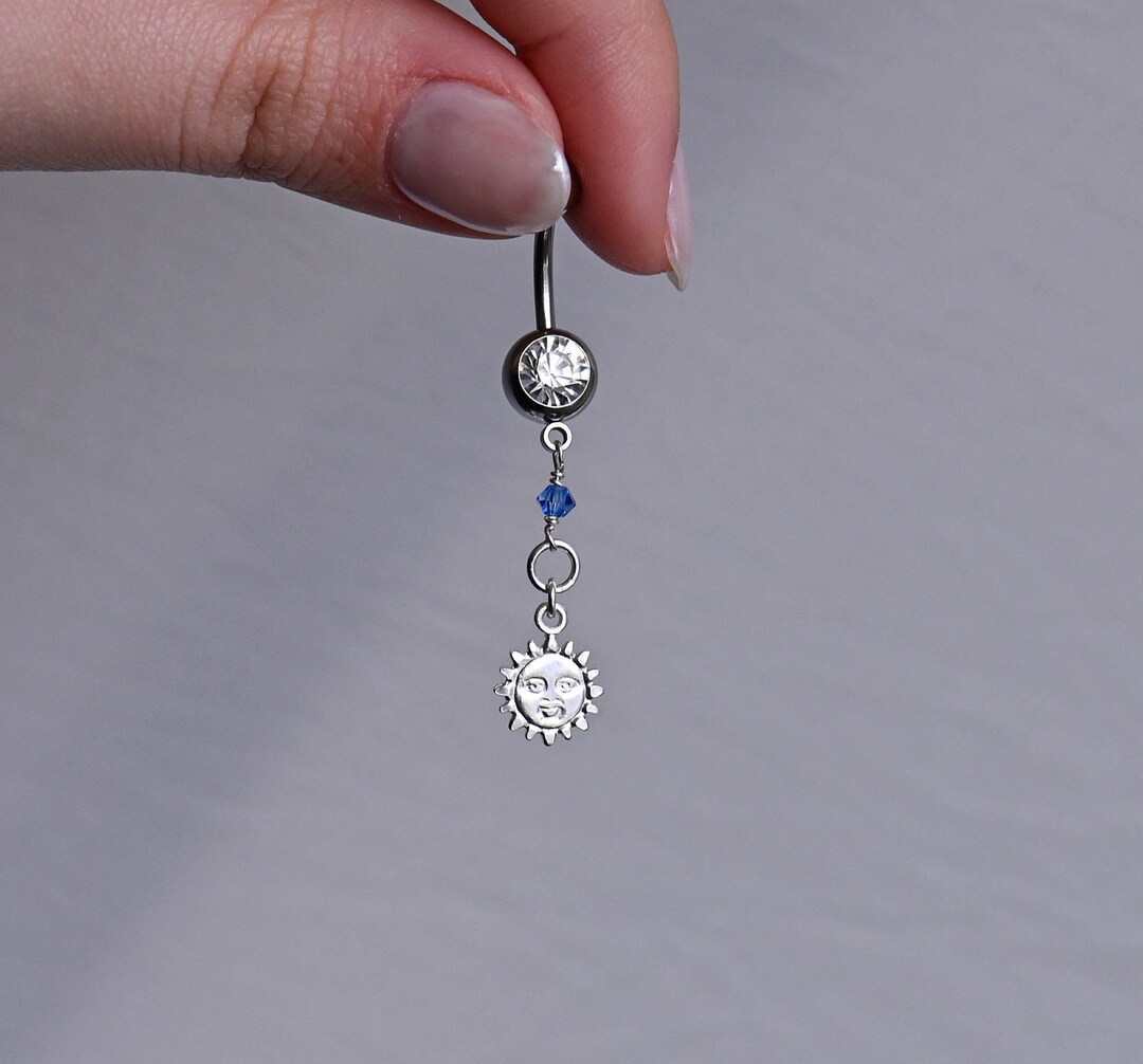 Dainty Belly Button Rings Dangle, Belly Button Rings, Belly Ring Sun ...