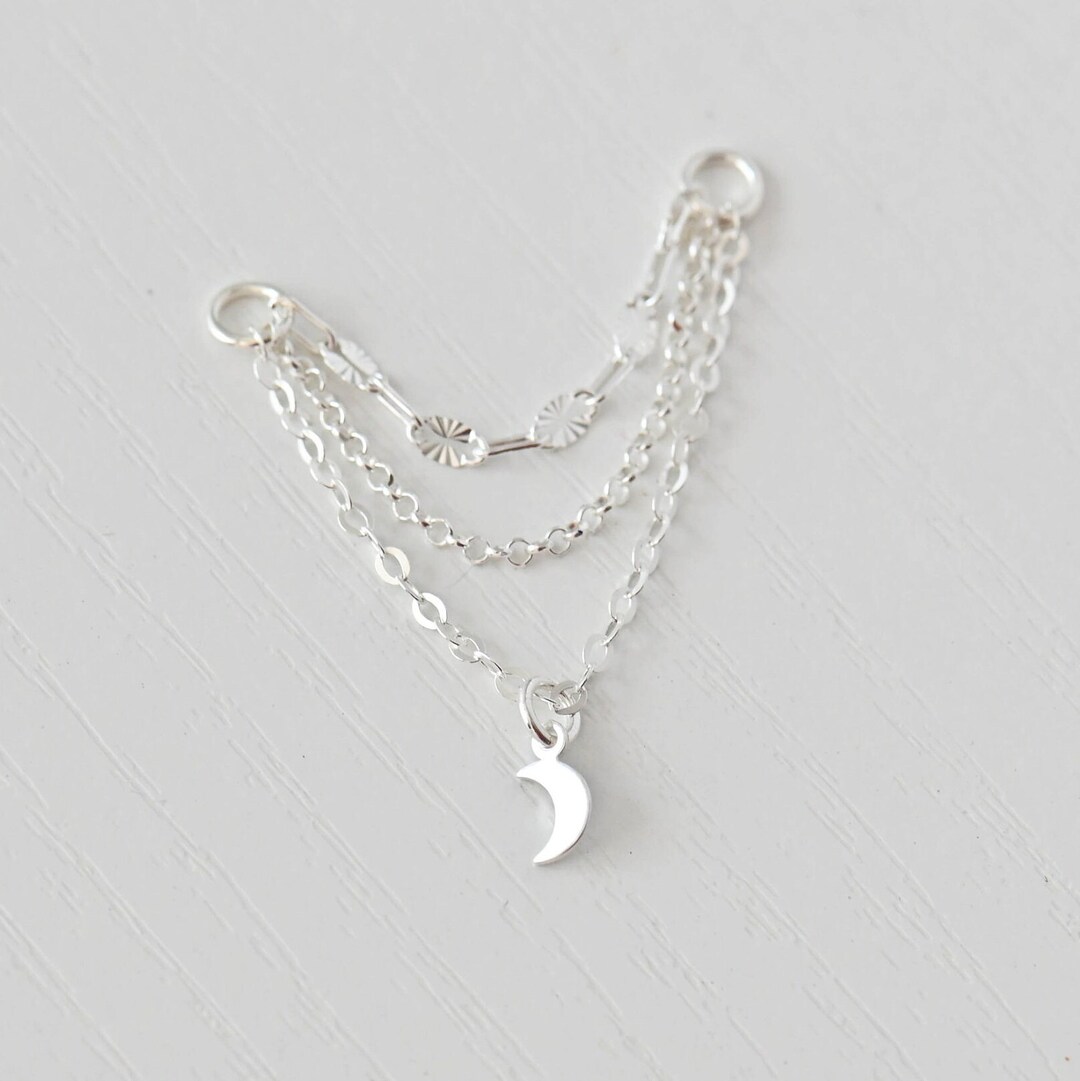 Conch Moon Piercing Chain Charm, Piercing Chain, Helix Piercing Chain ...