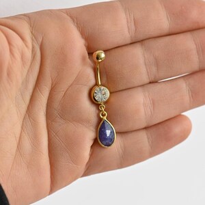 Dangle Gold Blue Belly Button Rings, Belly Button Rings, Belly Button ...