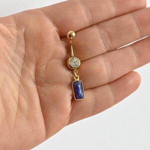 Dangle Gold Blue Belly Button Rings, Belly Button Rings, Belly Button ...