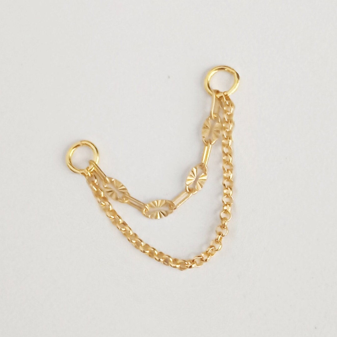 Double Gold Chain Charm Attatchment, Earring Chain Charm, Piercing ...