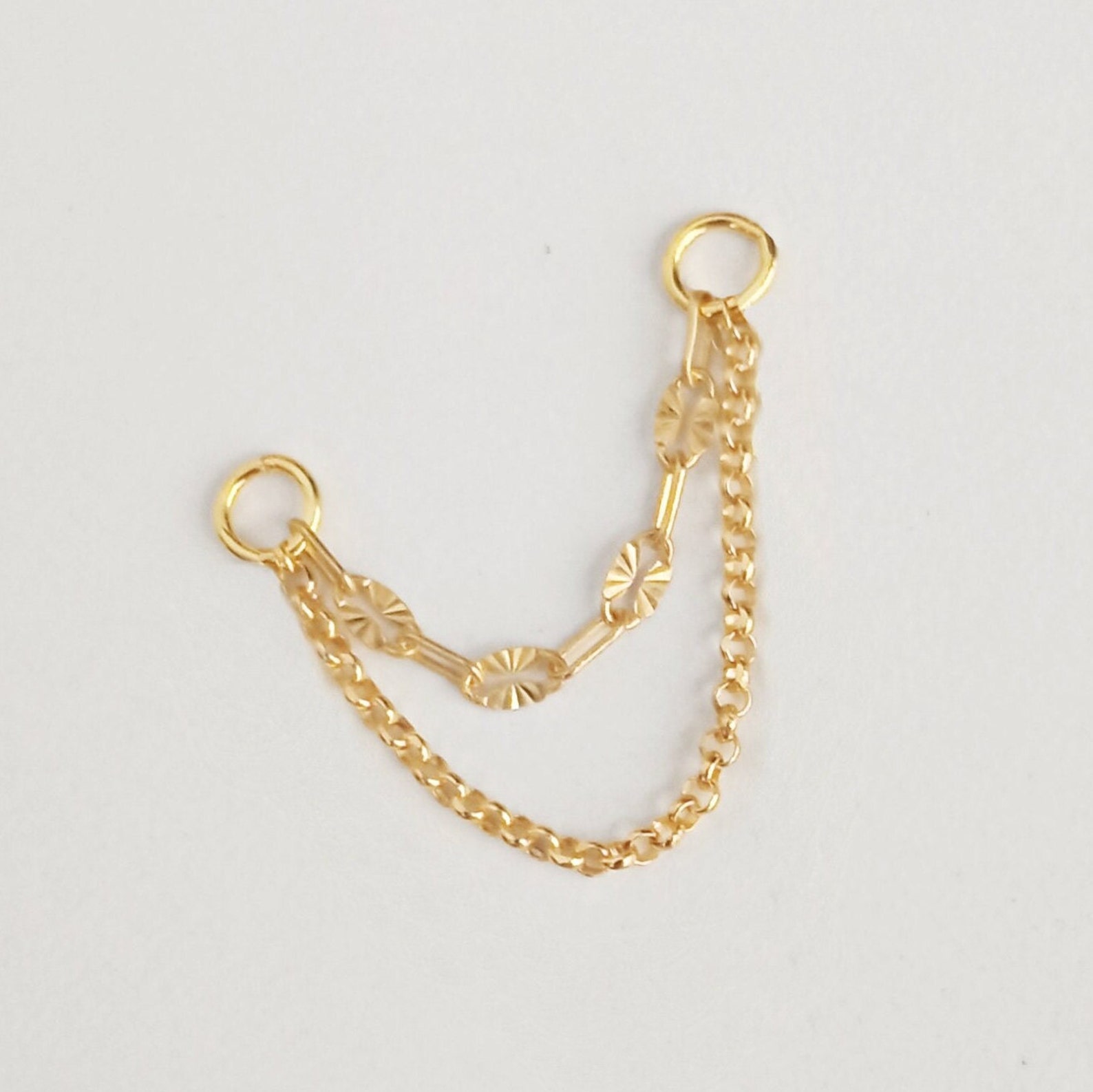 Double Gold Waterfall Chain Charm Earring Attatchment, Earring Chain ...