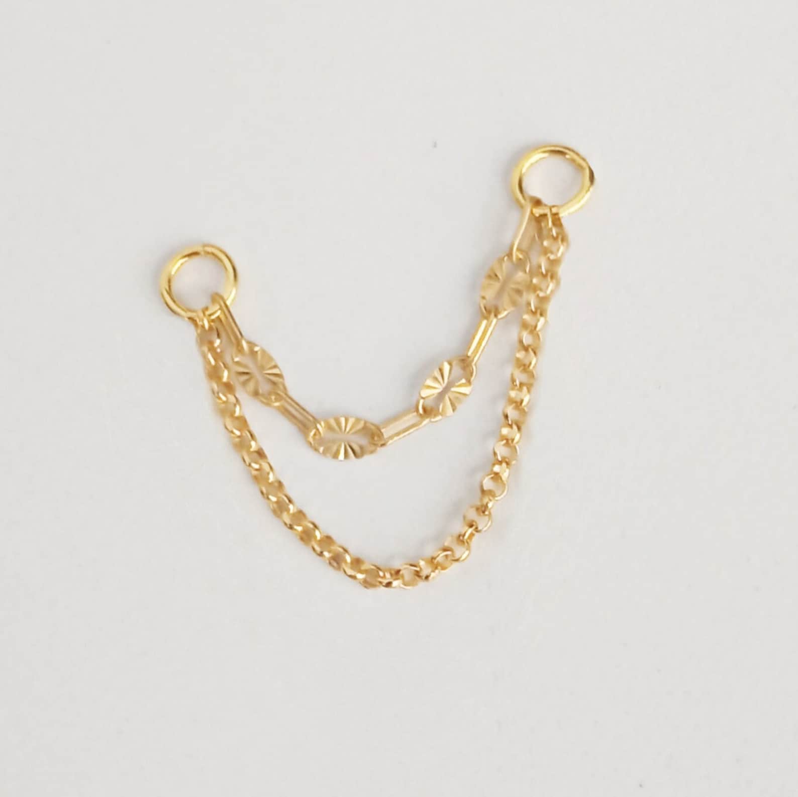 Double Gold Waterfall Chain Charm Earring Attatchment, Earring Chain ...