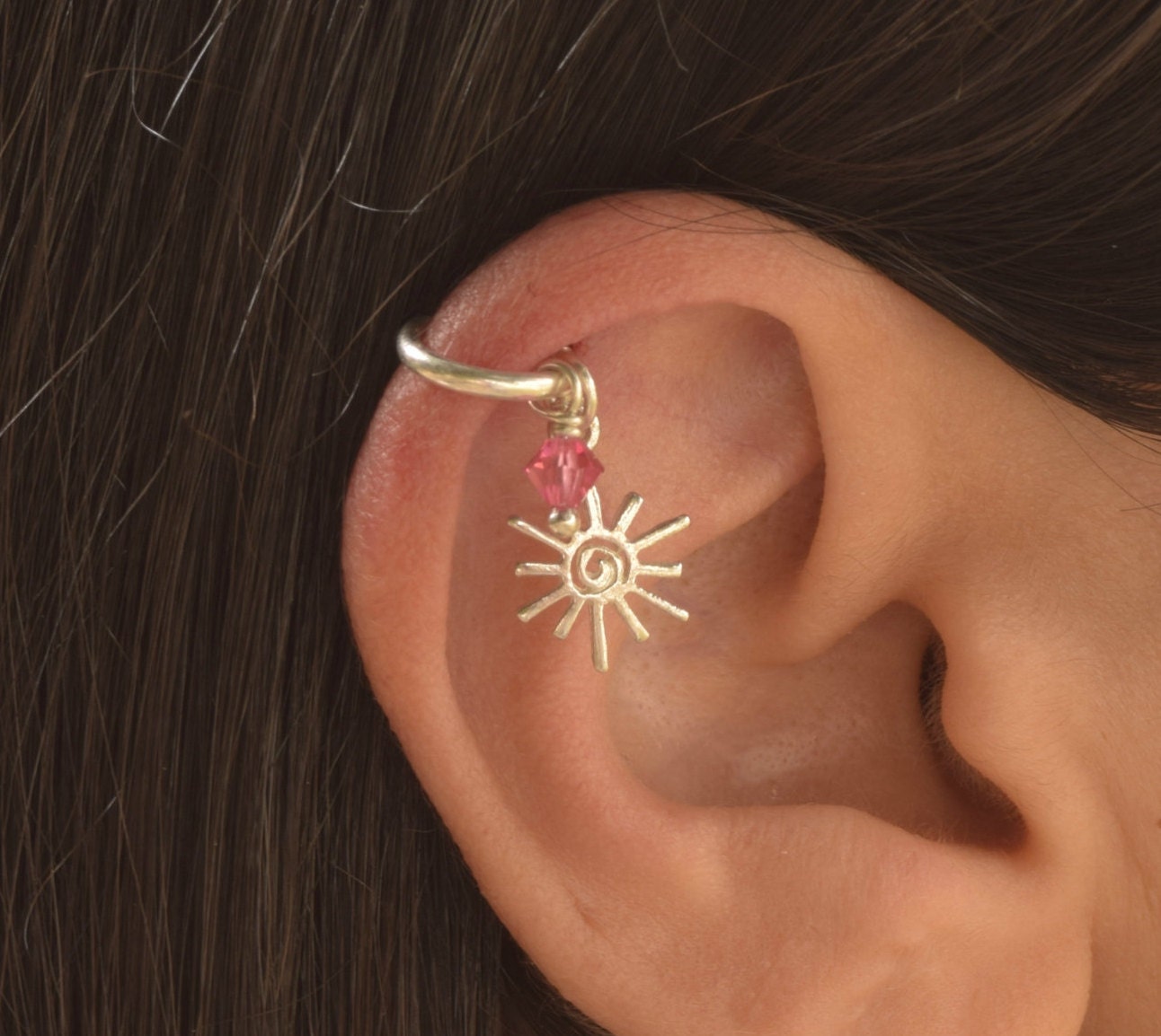 Sun Helix Piercing Hoop Helix Earring Hoop Cartilage Hoops | Etsy