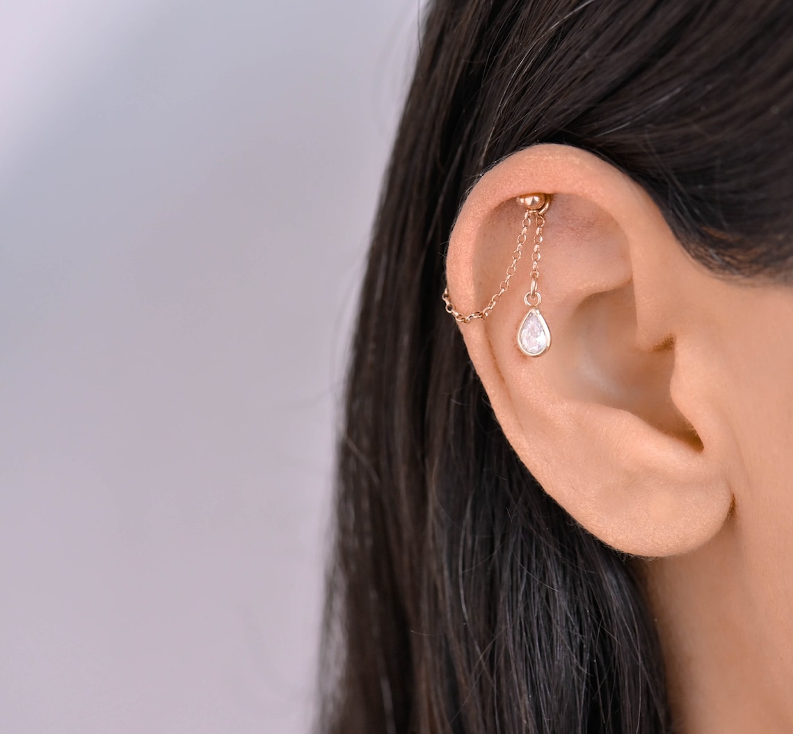 Hidden Helix Helix Earring Chain Silver Helix Chain Helix - Etsy