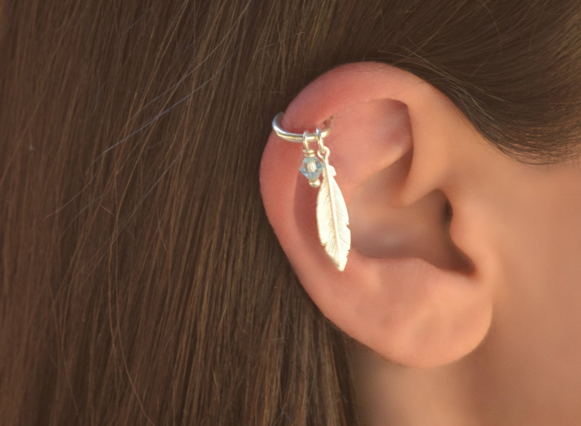 Feather Helix Piercing Hoop Helix Earring Hoop Cartilage - Etsy