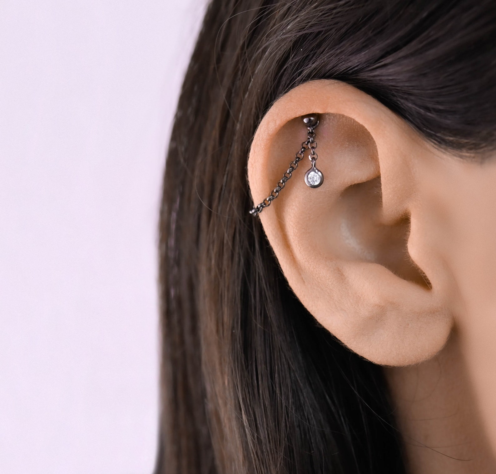Dainty Hidden Helix, Helix Earring Chain, Helix, Rose Gold Helix, Helix ...