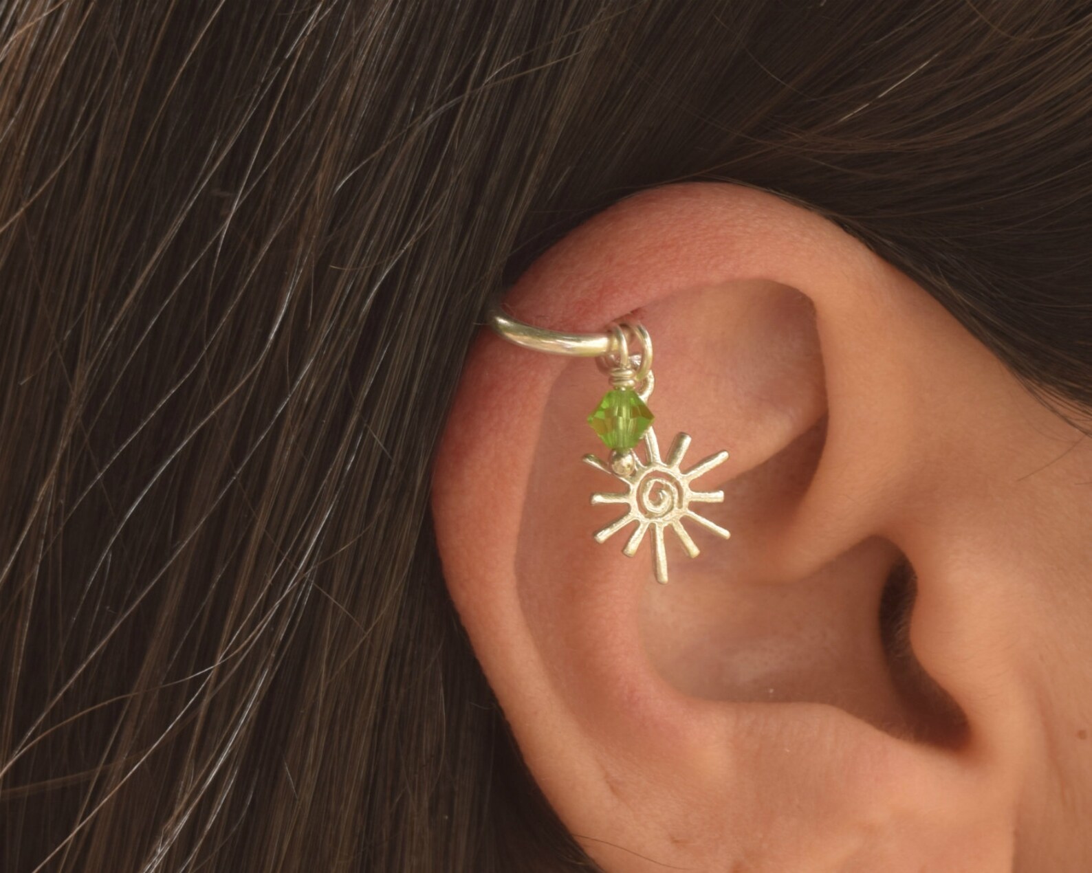 Helix Sun Hoop Earring Silver Helix Earring Helix Piercing - Etsy