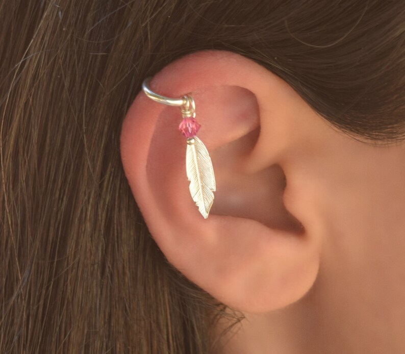 Feather Helix Piercing Hoop Helix Earring Hoop Cartilage - Etsy