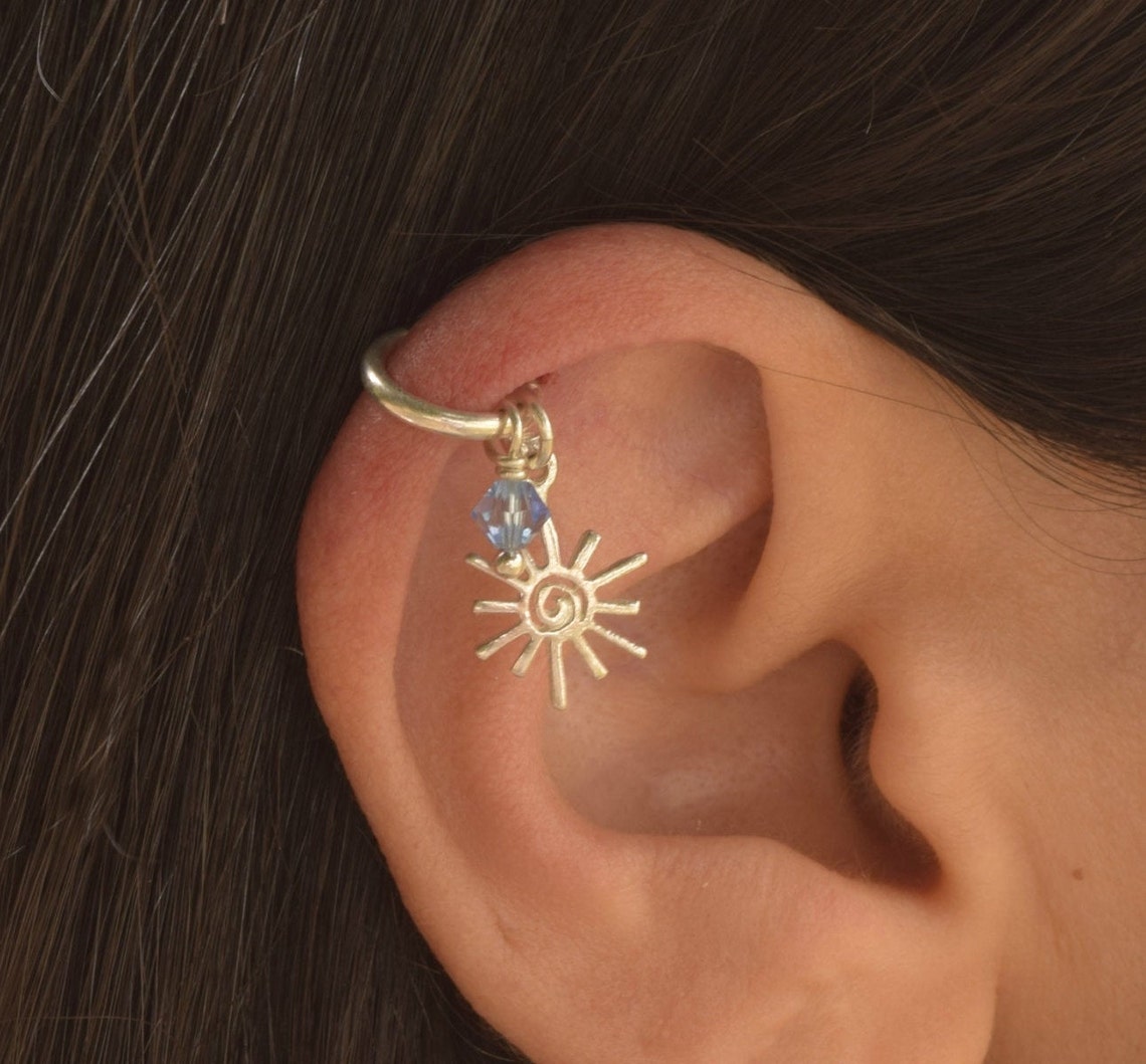 Sun Helix Piercing Hoop Helix Earring Hoop Cartilage Hoops | Etsy