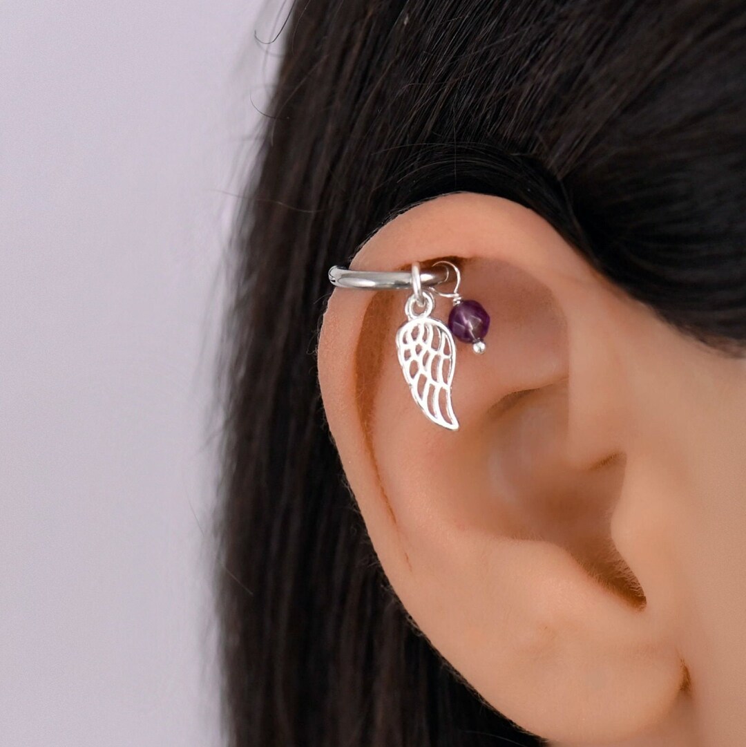 Helix Silver Wing Hoop Earring, Helix Earring, Helix Piercing, Helix ...