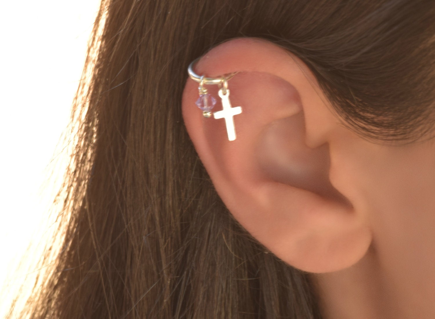 Cross Helix Piercing Hoop Helix Earring Hoop Cartilage | Etsy