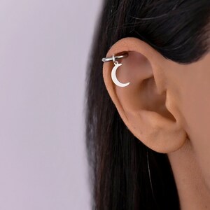 Moon Helix Piercing Hoop, Helix Piercing, Helix Hoop Earring, Cartilage ...