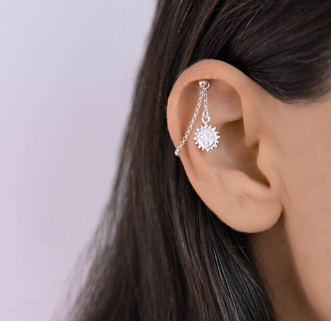 Hidden Sun Helix Helix Earring Helix Piercing Silver - Etsy