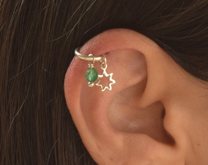 Star Helix Hoop Earring, Helix Piercing, Single Cartilage Hoop Earring ...