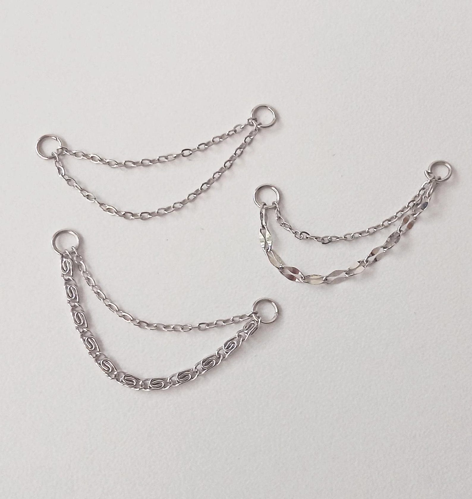 Double Chain Conch, Earring Chain, Helix Piercing Chain, Cartilage ...