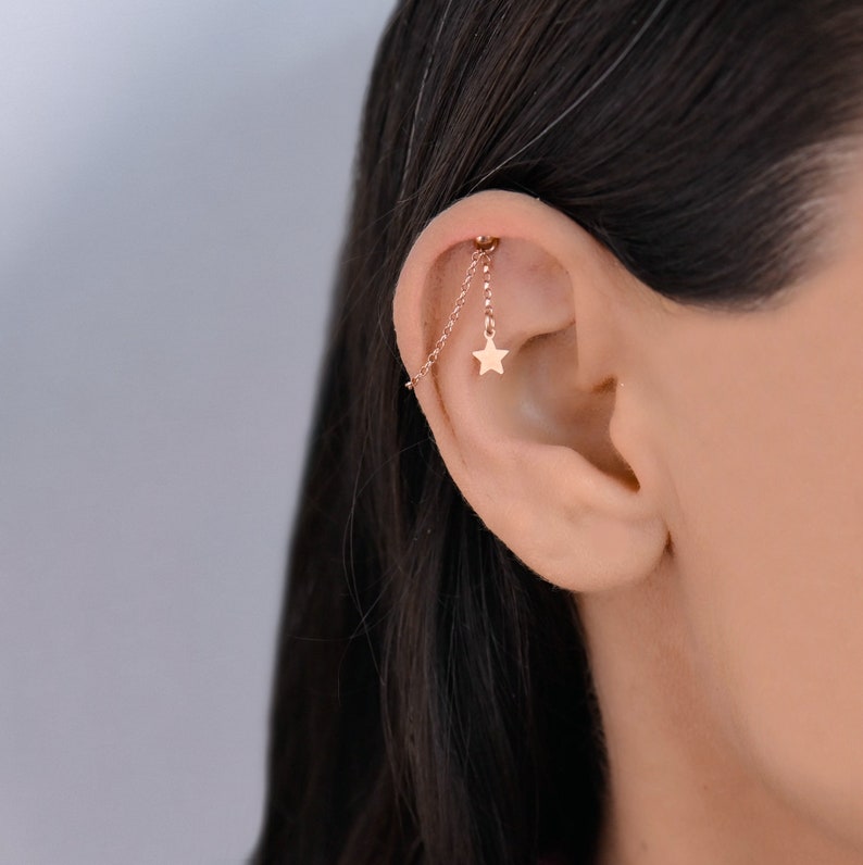 Hidden Helix Dangle Star Chain Helix Piercing Chain Helix - Etsy
