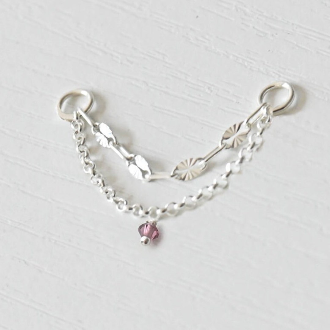 Double Earring Chain Gem, Earring Chain, Piercing Chain, Helix Piercing ...
