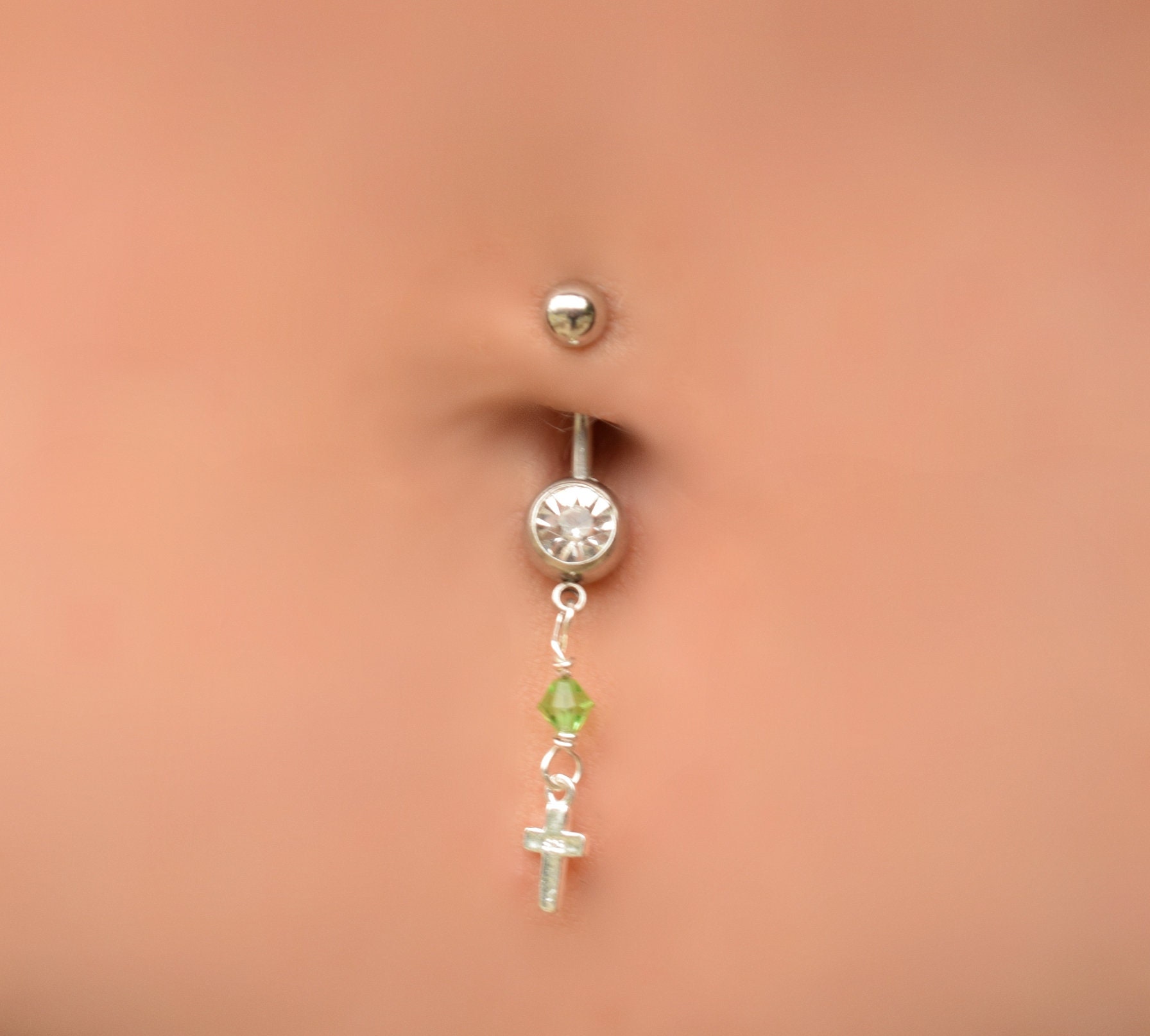 Cross Belly Ring, Belly Button Rings Dangle, Belly Ring Tinycrystal ...