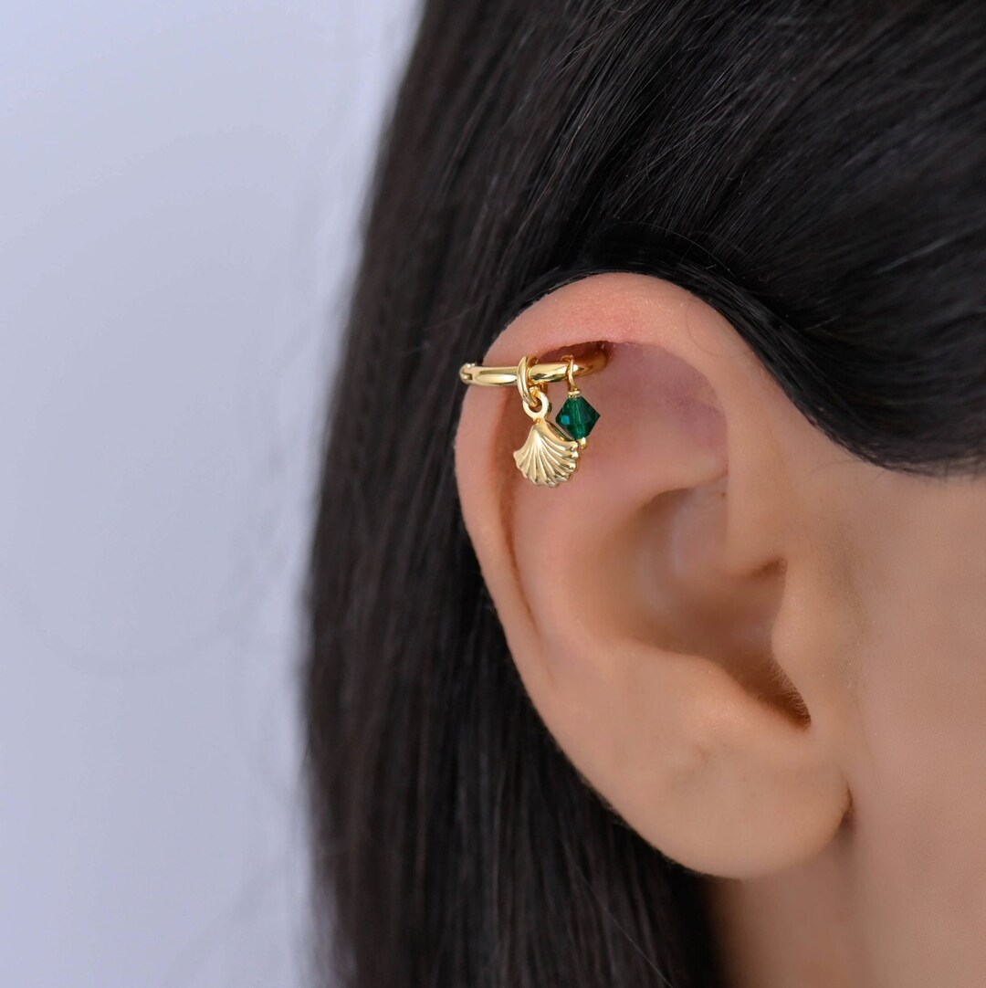 Shell Helix Earring, Helix Earring, Helix Piercing Gold Hoop, Helix ...