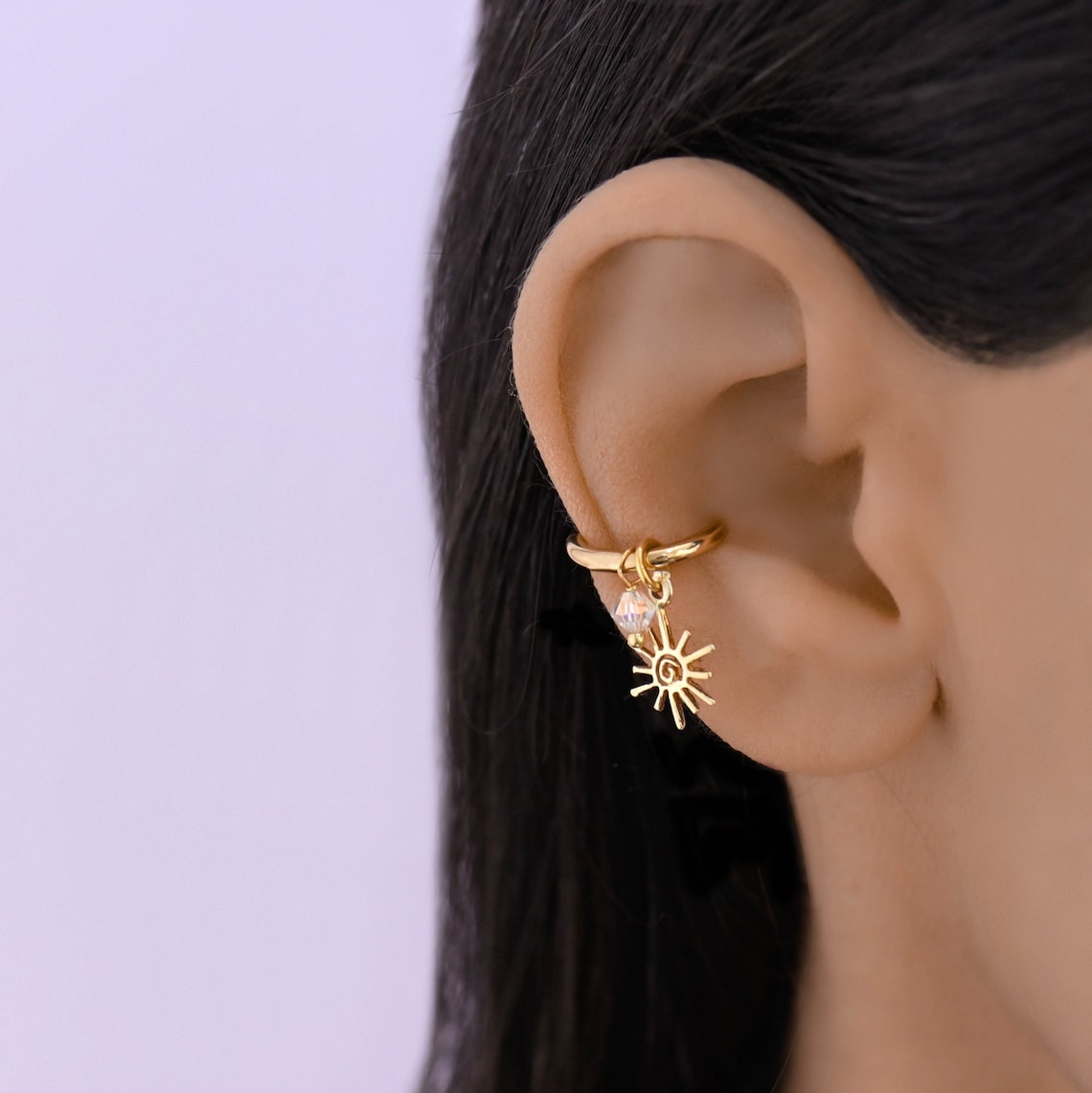 Cartilage Hoop Sun, Cartilage Hoop, Dangle Cartilage Hoop Earring With ...