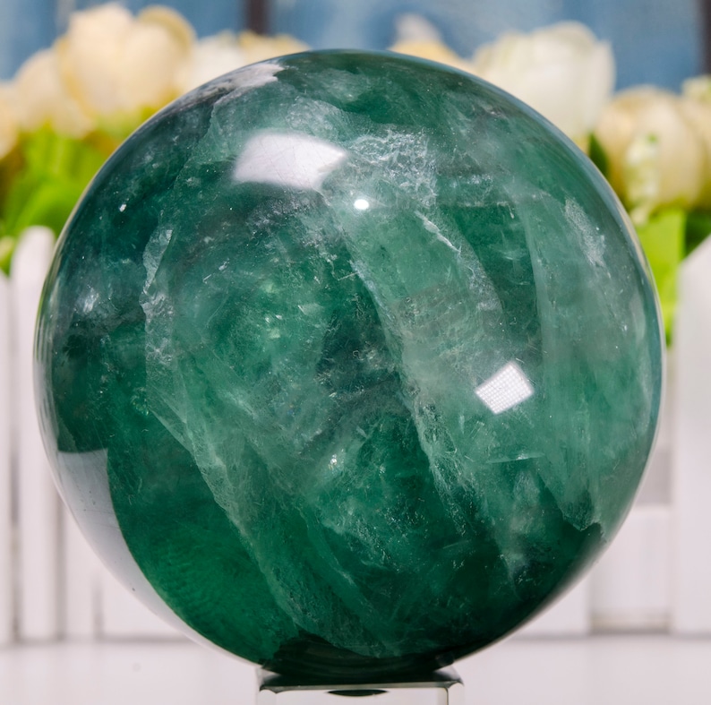 Beautiful Green Fluorite Sphere Natural Stone Polished Round - Etsy