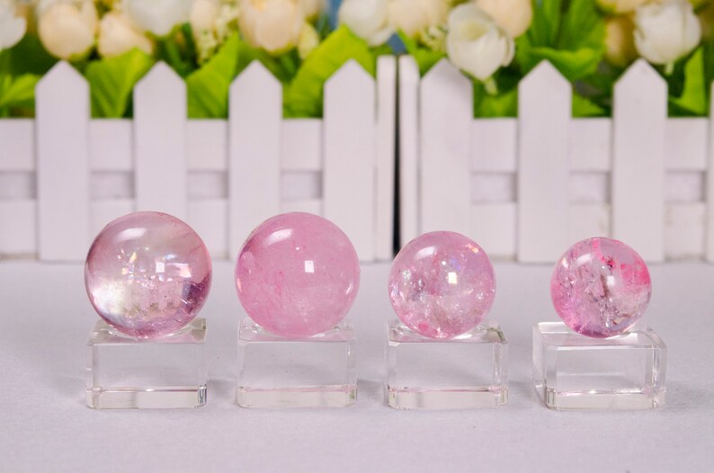 Wholesale Clear Aura Crystal Sphere Pink Quartz Beautiful - Etsy