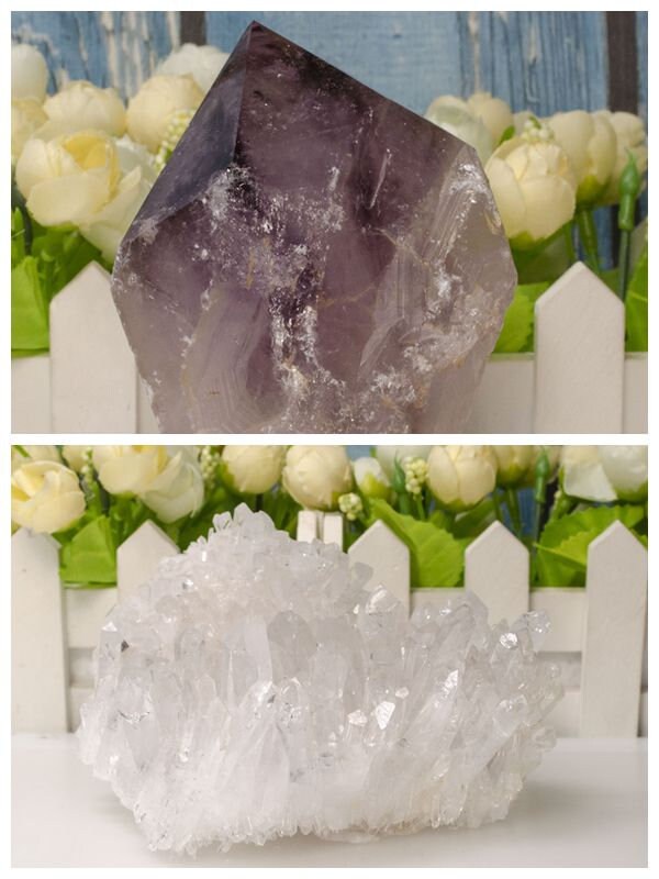 Chakra Raw AMETHYST Chunks and Clear Cluster Natural Crystals Purple Quartz - Etsy
