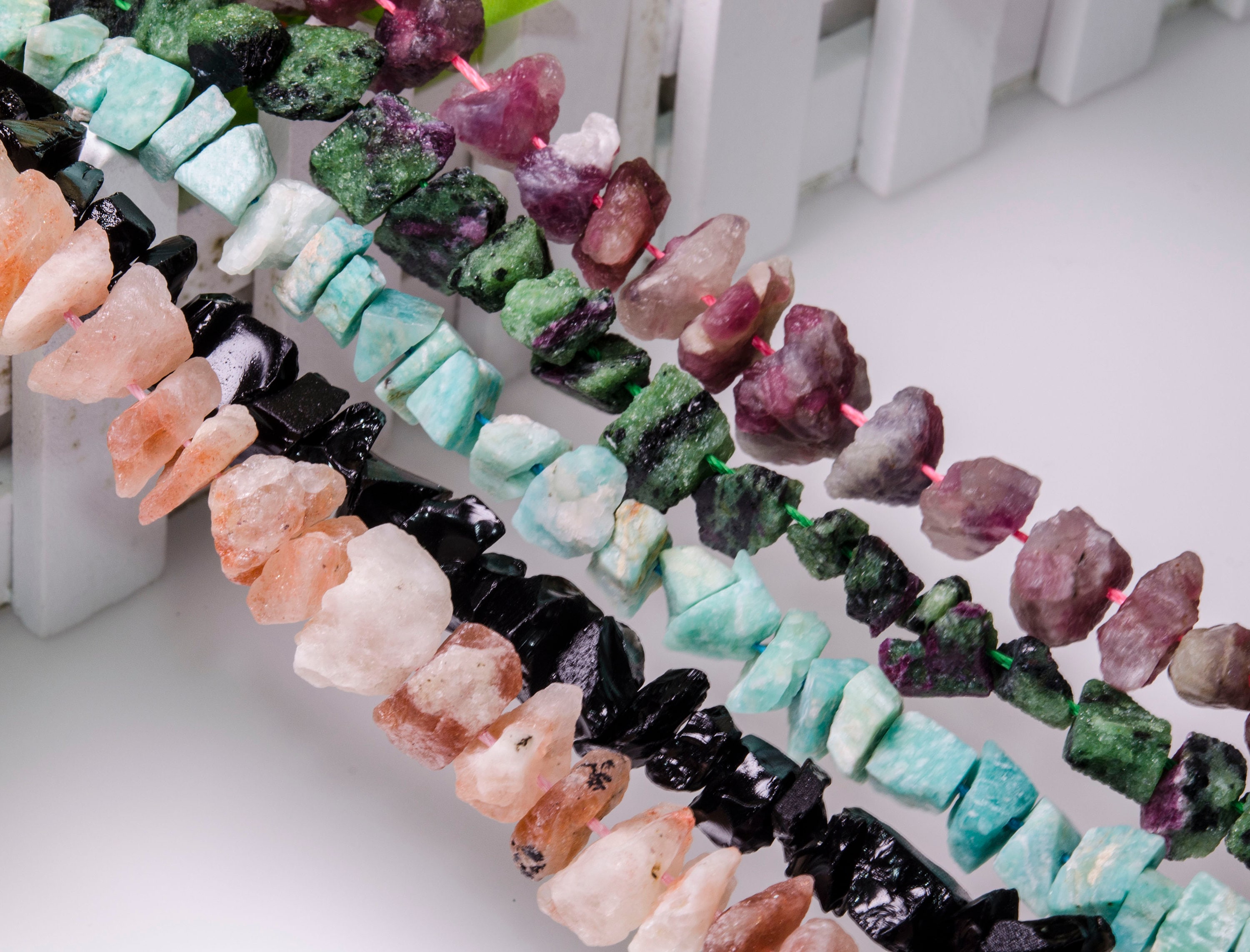 Raw Rough Natural Stone Loose Beads Center Drilled Crystal Healing ...
