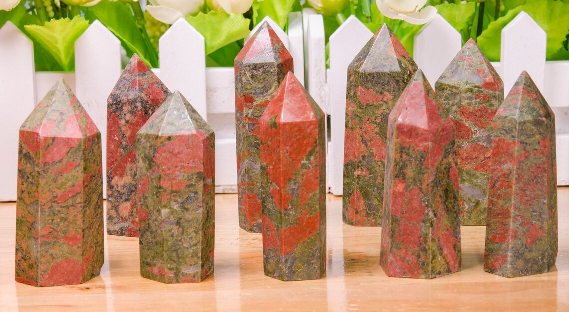 Unakite Tower Rare Beautiful Natural Gemstone Green Stone Polished ...