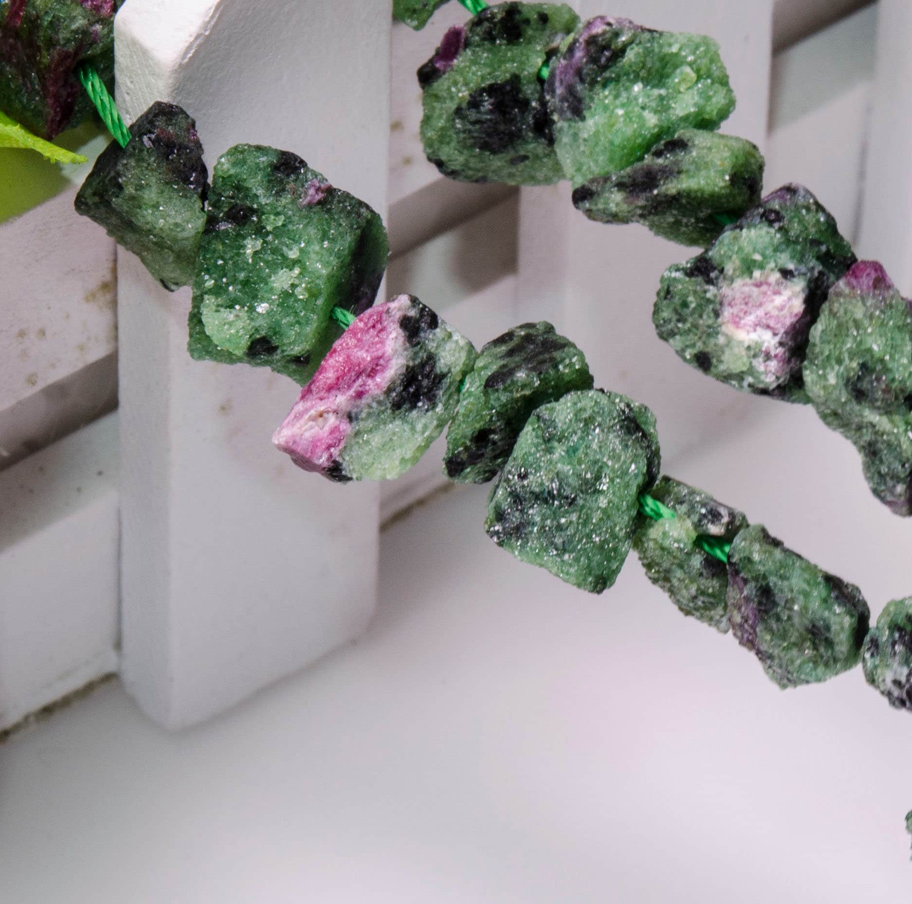 Full Strand Ruby in Zoisite Raw Rough Natural Stone Center Drilled ...