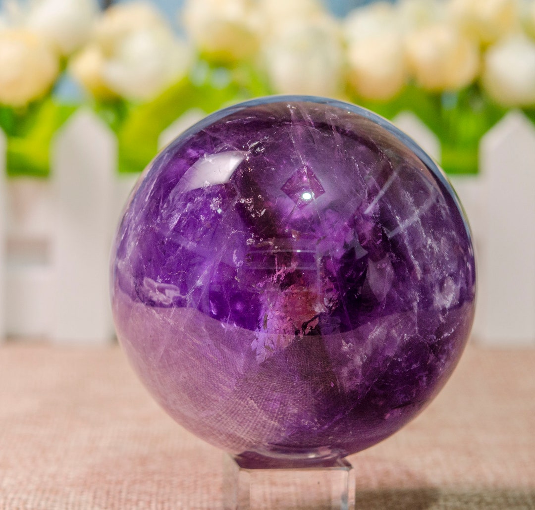 73mm Ametrine Sphere Purple Crystal Ball Polished Stone Smooth Round ...