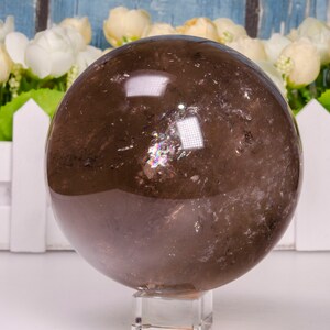 86 Mm Rare LARGE Smoky Sphere Clear Quartz Ball Natural Crystal ...
