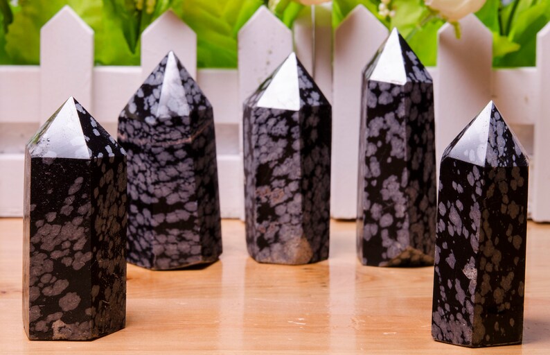 Snowflake Obsidian Tower Rare Beautiful Natural Gemstone Black - Etsy