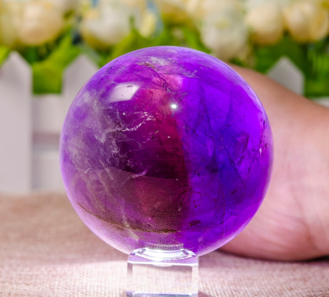 71mm Ametrine Sphere Purple Crystal Ball Polished Stone Smooth | Etsy