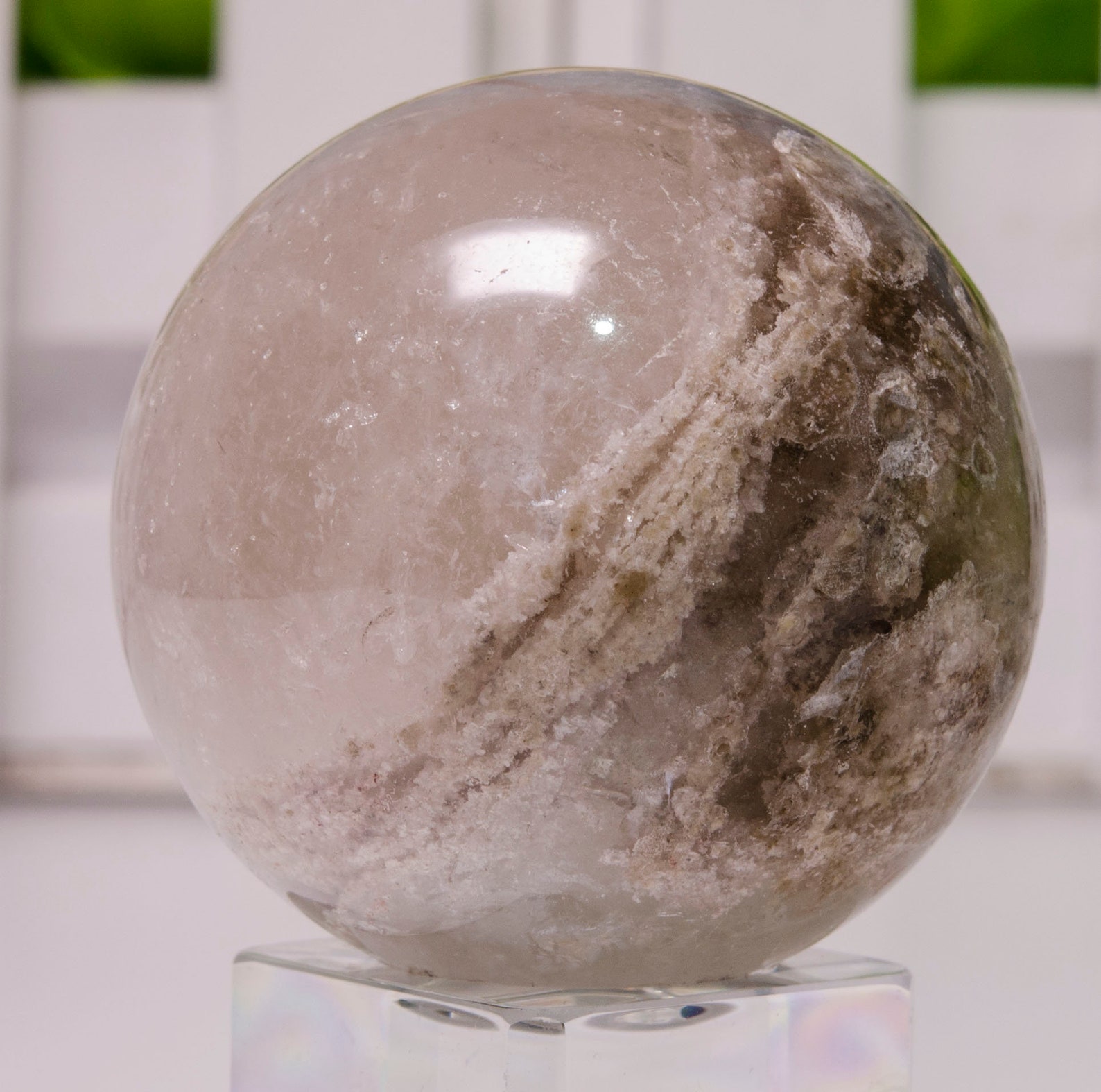 41 Mm Layers Phantom Quartz Sphere White Quartz Garden Quartz - Etsy