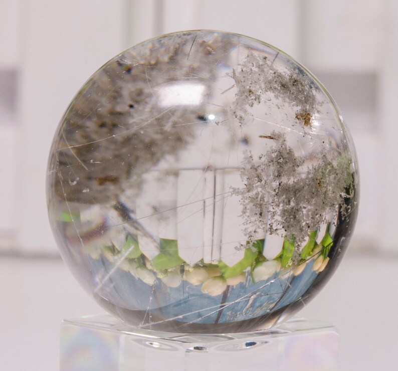 33 Mm Silver Rutilated Quartz Sphere Clear Crystal Ball White - Etsy