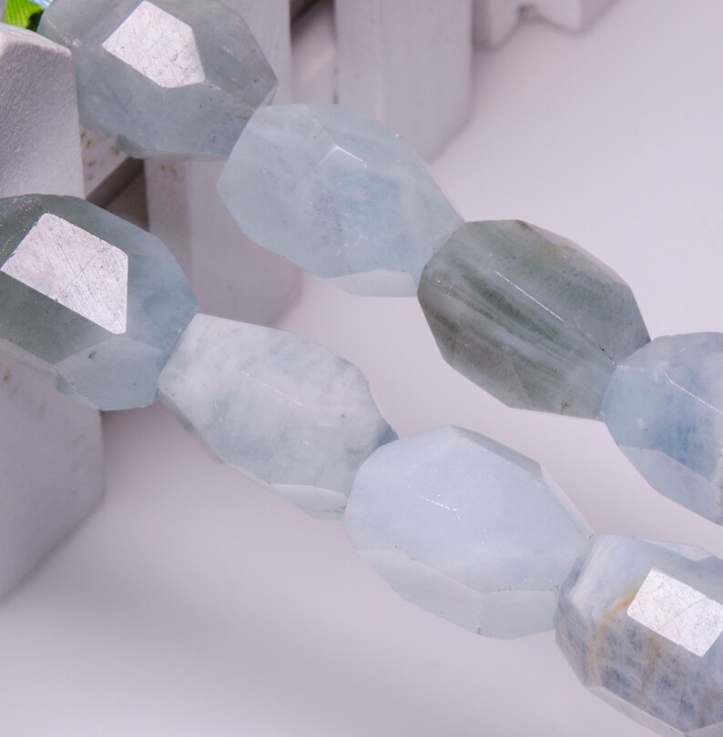 Wholesale Aquamarine Natural Stone Cuboid Faceted Nugget Beads - Etsy