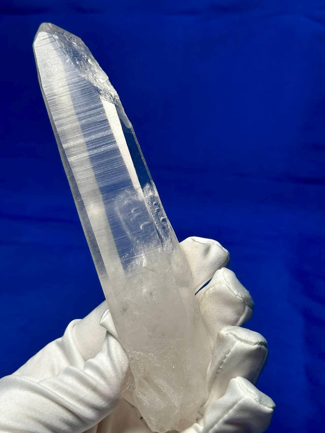 5.9” Blue Needle Clear Lemurian Muzo Quartz Point/laser Crystal ...