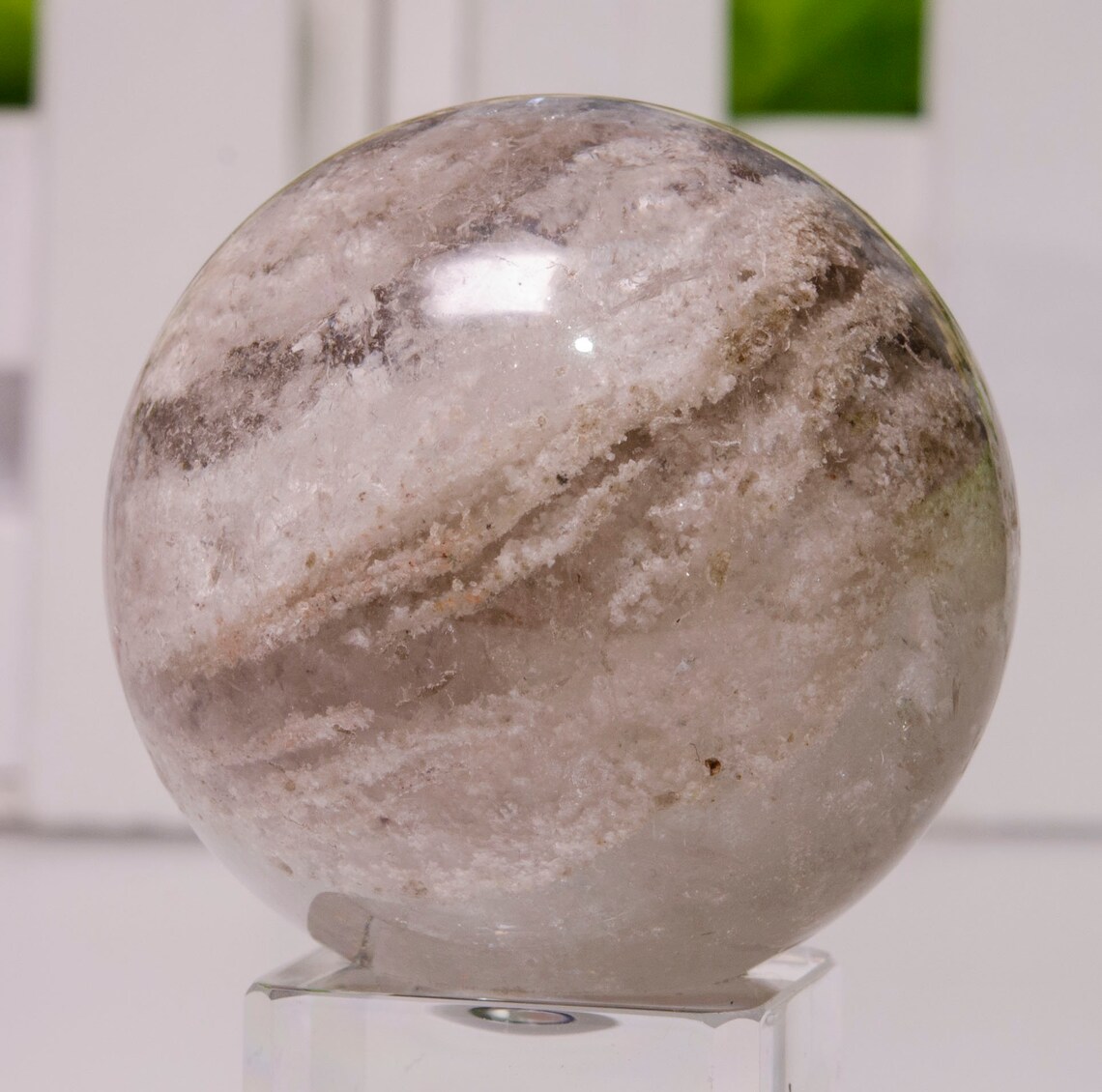 41 Mm Layers Phantom Quartz Sphere White Quartz Garden Quartz - Etsy