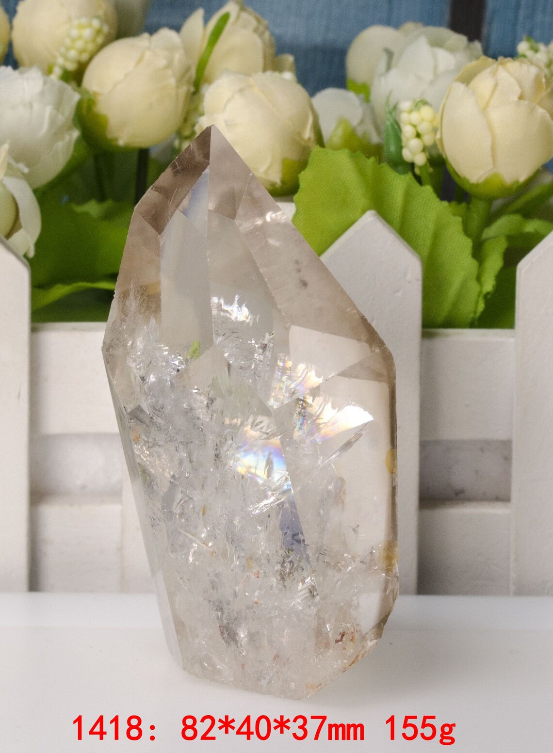 Chakra clear ice quartz towers and obelisk some rainbows low | Etsy